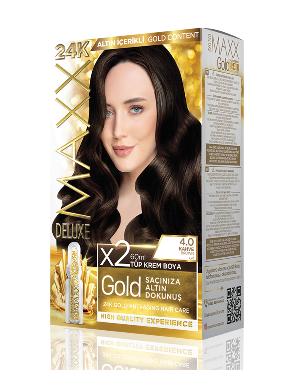 Set ngjyre per floke Maxx Deluxe Gold, 4.0 Brown, 50ml | GjirafaMall